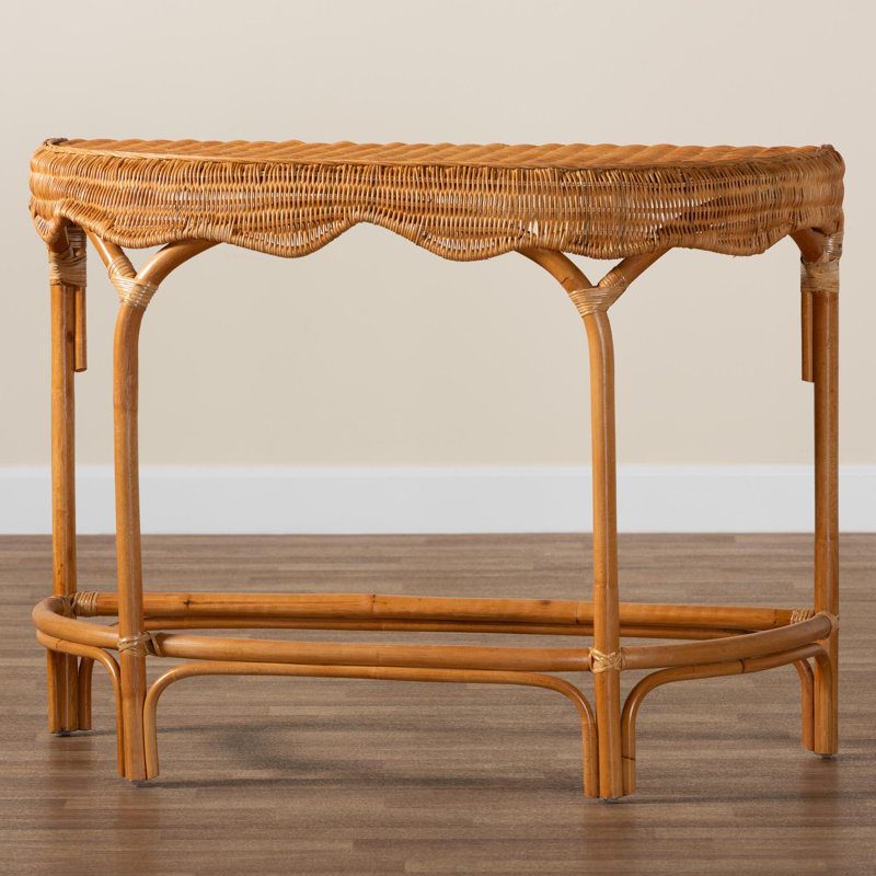Bali Pari Alleisha Modern Bohemian Natural Brown Rattan Console Table